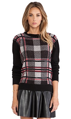 RACHEL ZOE Samara Plaid Sweater in Black Combo | REVOLVE