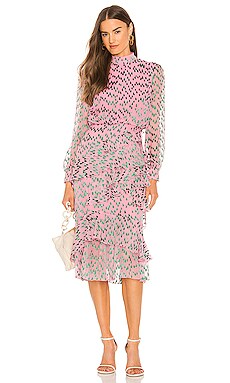 SALONI Isa Ruffle Dress in Carnation Green | REVOLVE