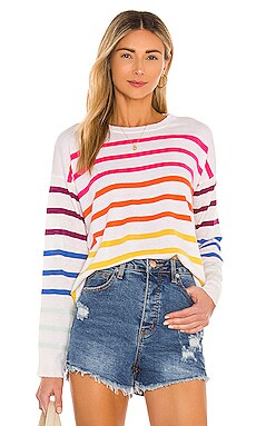 SUNDRY Multicolor Stripe Crew Sweater in Cream | REVOLVE