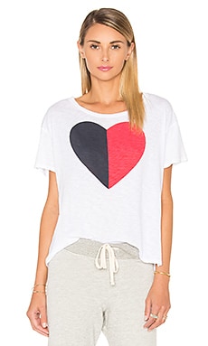 SUNDRY Split Heart Loose Tee in White | REVOLVE
