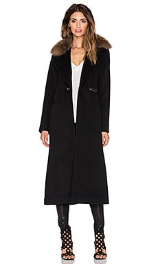 Soia & Kyo Rosaleen Coat with Real Natural Asiatic Raccoon Fur in Black ...