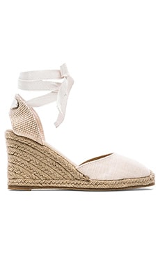 Soludos Tall Linen Wedge in Blush | REVOLVE