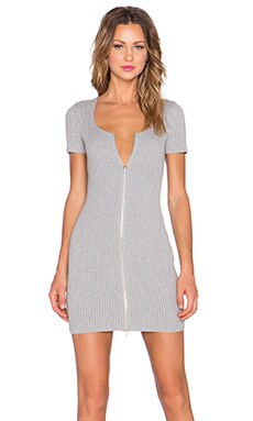 Alexander Wang 2X2 Rib Zip Dress in Heather Grey | REVOLVE