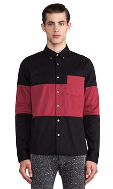 TIMO WEILAND Danlly Stripe Button Down in Black/Red in Black & Red | REVOLVE