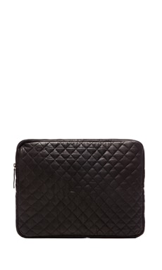 Viparo Enzo 15" Leather Quilted Laptop Case in Black | REVOLVE