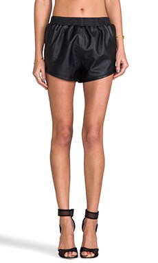 Viparo Bailey Leather Track Shorts in Black | REVOLVE