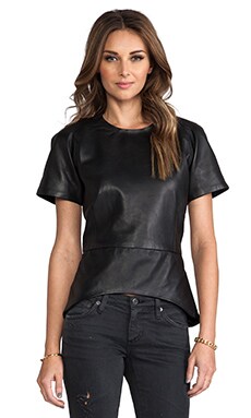 Viparo Bambi Leather Peplum Top in Black | REVOLVE