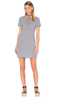 WAYF Lace Up Shift Dress in Black & White Gingham | REVOLVE