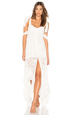 We Are Kindred Stephanie Frill Maxi Dress in Ivory Devore | REVOLVE