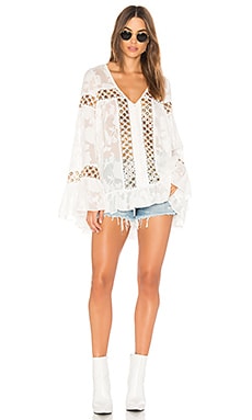We Are Kindred Stephanie Oversized Blouse in Ivory Devore | REVOLVE