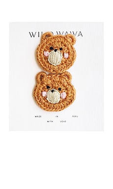 Wild Wawa Kids Crochet Bear Clip Set in Caramel | REVOLVE