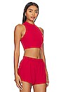 alo Goddess Rib Cropped Dynamite Tank in Classic Red | REVOLVE