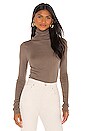 Enza Costa Silk Cashmere Rib Long Sleeve Turtleneck in Mink | REVOLVE