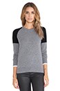 Equipment Sloane Colorblock Crewneck Sweater in Heather Grey & Black Multi | REVOLVE