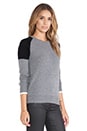 Equipment Sloane Colorblock Crewneck Sweater in Heather Grey & Black Multi | REVOLVE
