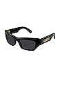 Gucci Sharp Cat Eye Sunglasses in Shiny Solid Black | REVOLVE