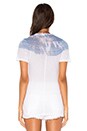 MONROW Basic V-Neck with Color Block Tie Dye in White | REVOLVE