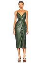 SIMKHAI Carlee Vegan Leather Midi Dress in Hunter Green | REVOLVE