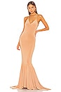Norma Kamali Low Back Slip Mermaid Fishtail Gown in Nude | REVOLVE
