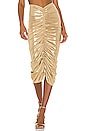 Norma Kamali X REVOLVE Shirred Skirt in Gold Lame | REVOLVE