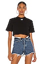 OFF-WHITE Rib Cropped Casual Tee in Black & White | REVOLVE