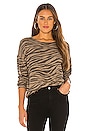 SUNDRY Zebra Print Drapey Sweater in Mink | REVOLVE