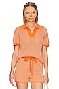 Seafolly Sunray Knit Polo Top in Mandarin | REVOLVE