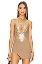 superdown Caity Drape Neck Top in Gold | REVOLVE