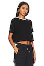 Splits59 Djuna Crop Ringer Tee in Black | REVOLVE