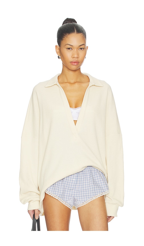 ALL THE WAYS Deanna Deep V Top in Cream | REVOLVE