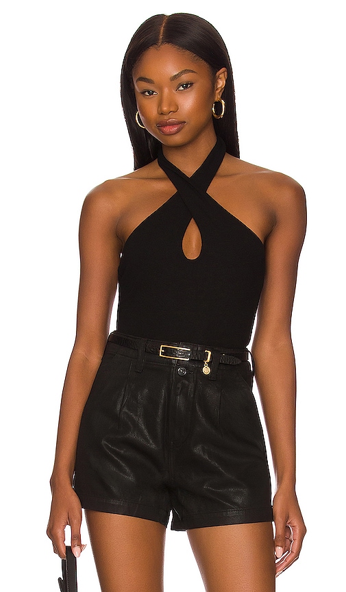 ALL THE WAYS Marlowe Keyhole Halter Tank in Black | REVOLVE