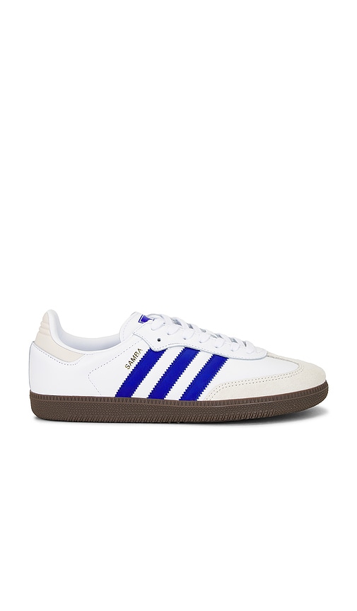 adidas Originals Samba Og Sneaker in White, Blue, & Gum5 | REVOLVE