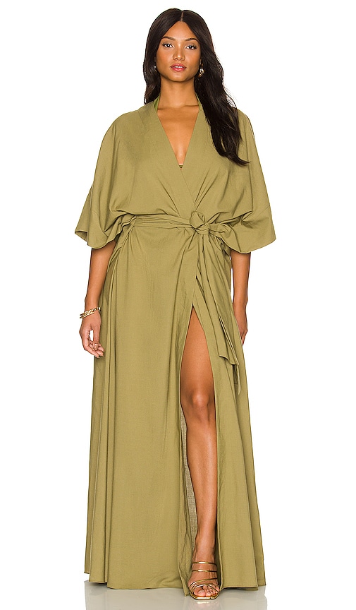 Andrea Iyamah Gamba Robe in Sage Green | REVOLVE