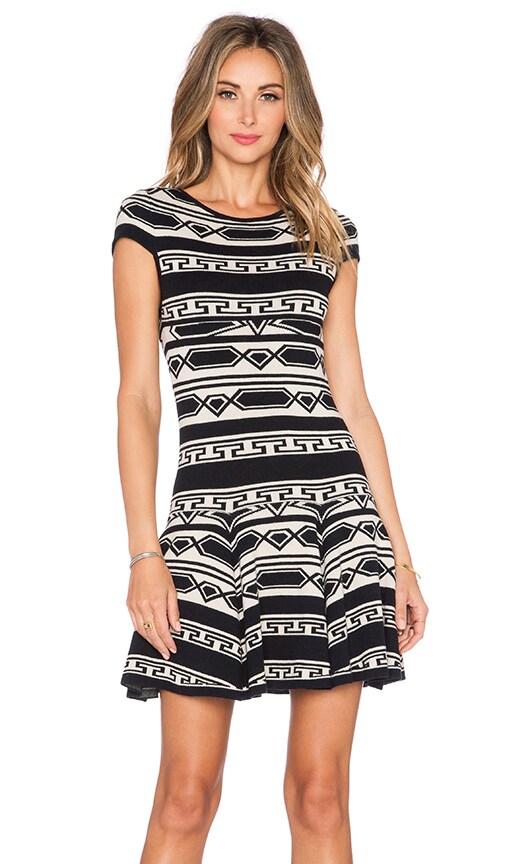 Alice + Olivia Darby Knit Dress in Black & Oatmeal | REVOLVE