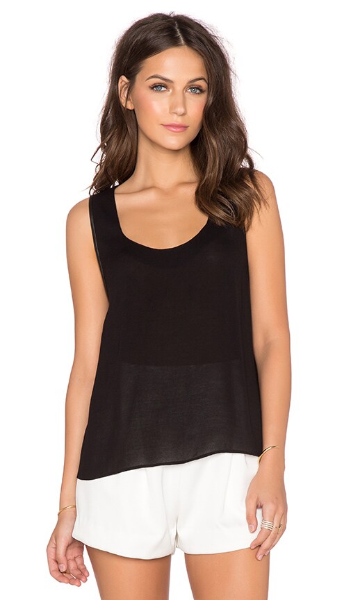 Alice + Olivia Darin Babydoll Tank in Black | REVOLVE