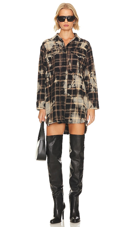 ALLSAINTS Lily Check Shacket Dress in Bleach Multi | REVOLVE