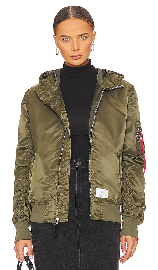 ALPHA INDUSTRIES L-2b Hooded Flight Jacket in Og-107 Green | REVOLVE