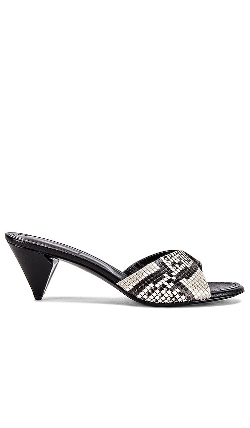 ALUMNAE Folded Slide On Notched Heel in Python & Black | REVOLVE
