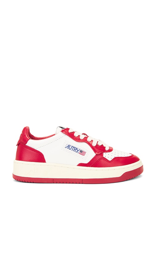 Autry Medalist Sneaker in White & Red | REVOLVE