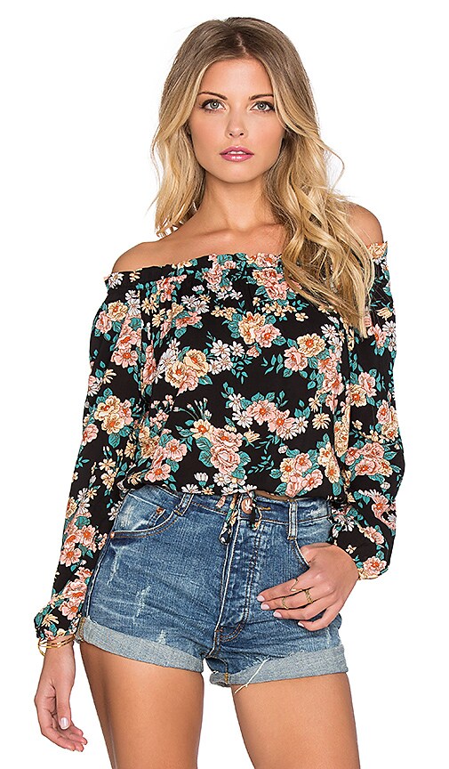 AUGUSTE Gypsy Top in Black Boho Blooms Floral | REVOLVE