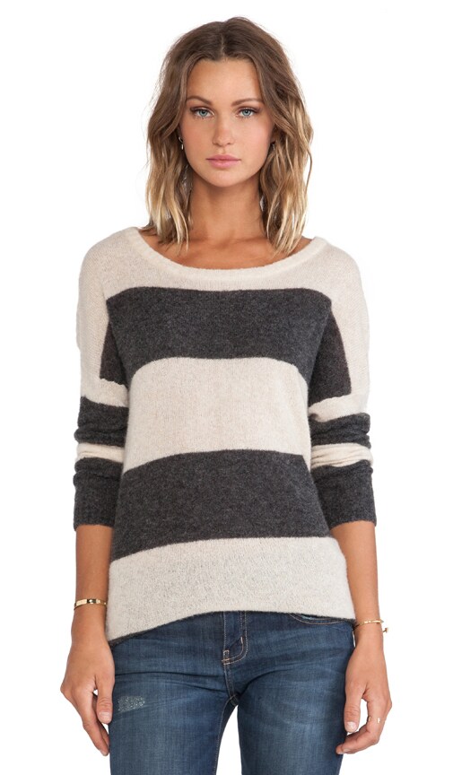 Autumn Cashmere Oversize Rugby Tunic in Almond & Charcoal | REVOLVE