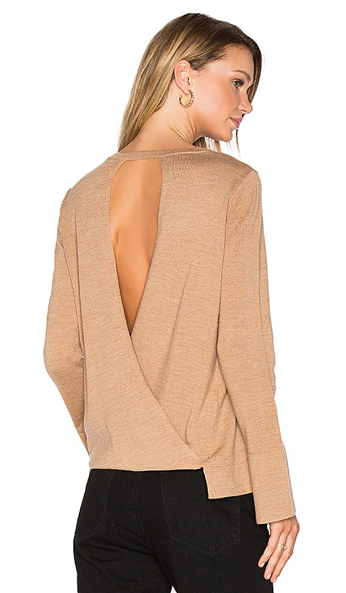 BCBGMAXAZRIA Open Back Sweater in Camel | REVOLVE