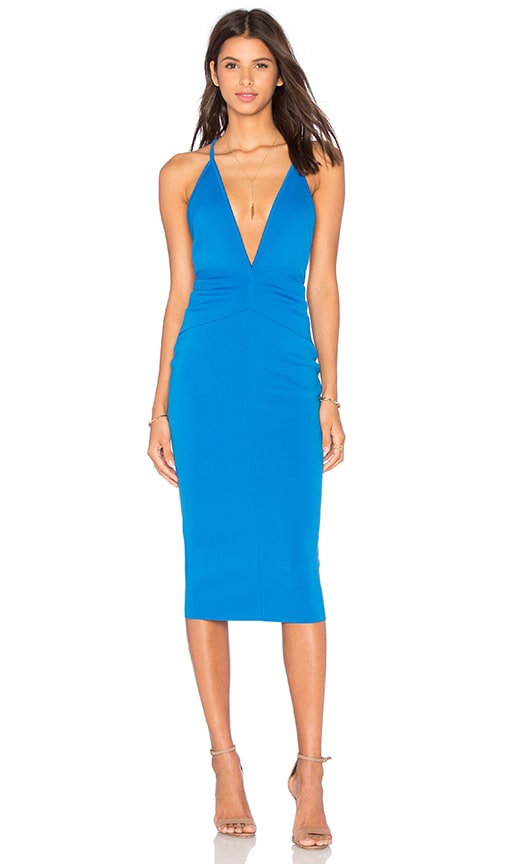 Bec + Bridge Electric Deep V Dress in Coblat in Cobalt | REVOLVE
