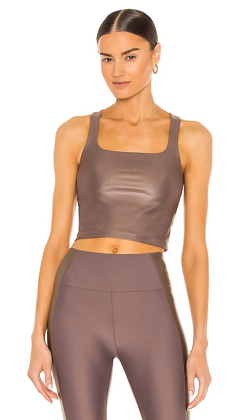 Beyond Yoga Square Neck Cropped Tank in Cocoa Brown | REVOLVE