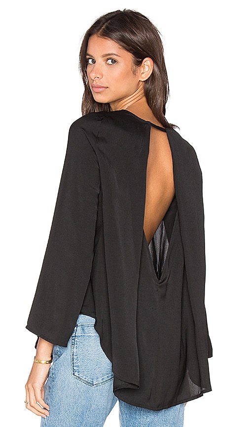 BLAQUE LABEL Long Sleeve Open Back Drape Top in Black | REVOLVE