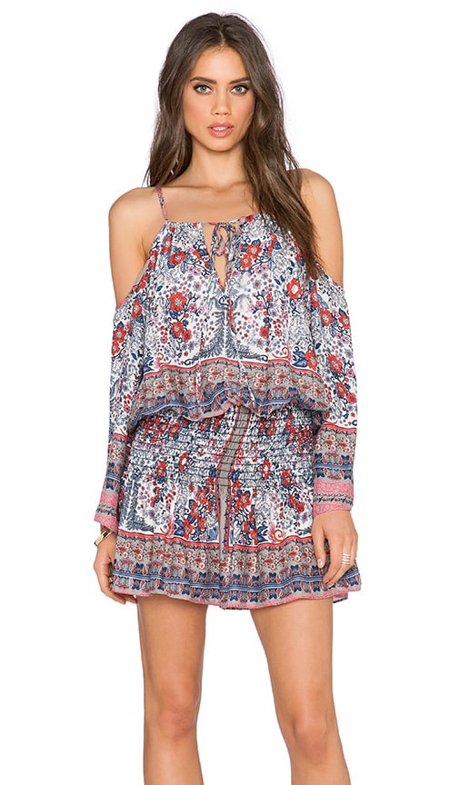 Blue Life Shirred Waist Dress in Red Blue Mandala | REVOLVE