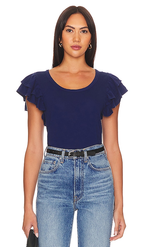 Bobi Ruffle Tee in Ink | REVOLVE