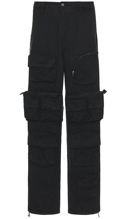 Boiler Room Garment Dye Block Cargo Pant in Washed Black | REVOLVE