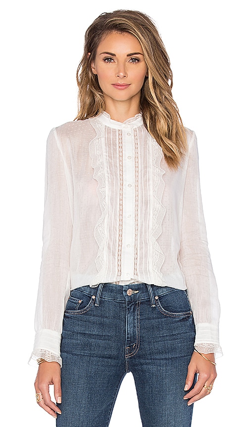 cacharel Ruffle Front Blouse in White | REVOLVE
