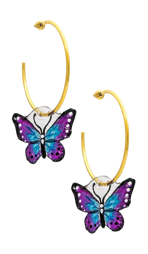 Casa Clara Butterfly Hoops in Multi | REVOLVE